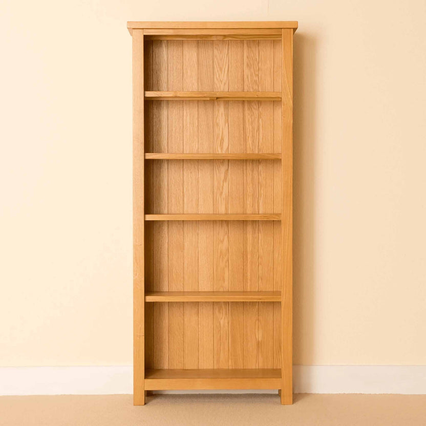 Newlyn Light Oak Large Bookcase, 5 Shelves | Delivered Fully Assembled