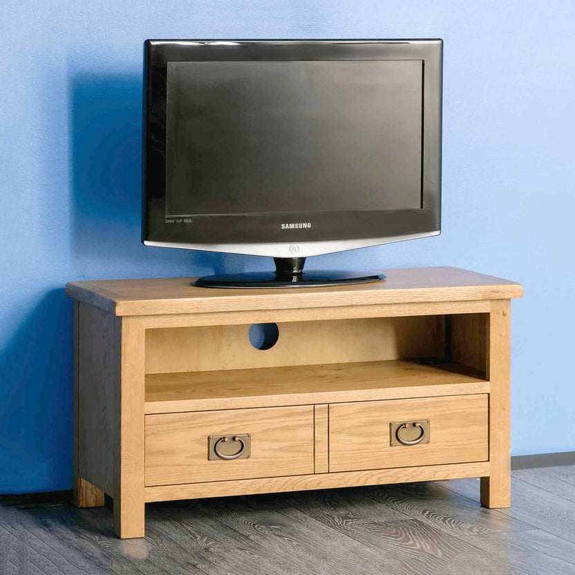 Surrey Oak 90cm Small TV Stand, Screens up to 40" | Rustic Waxed Oak