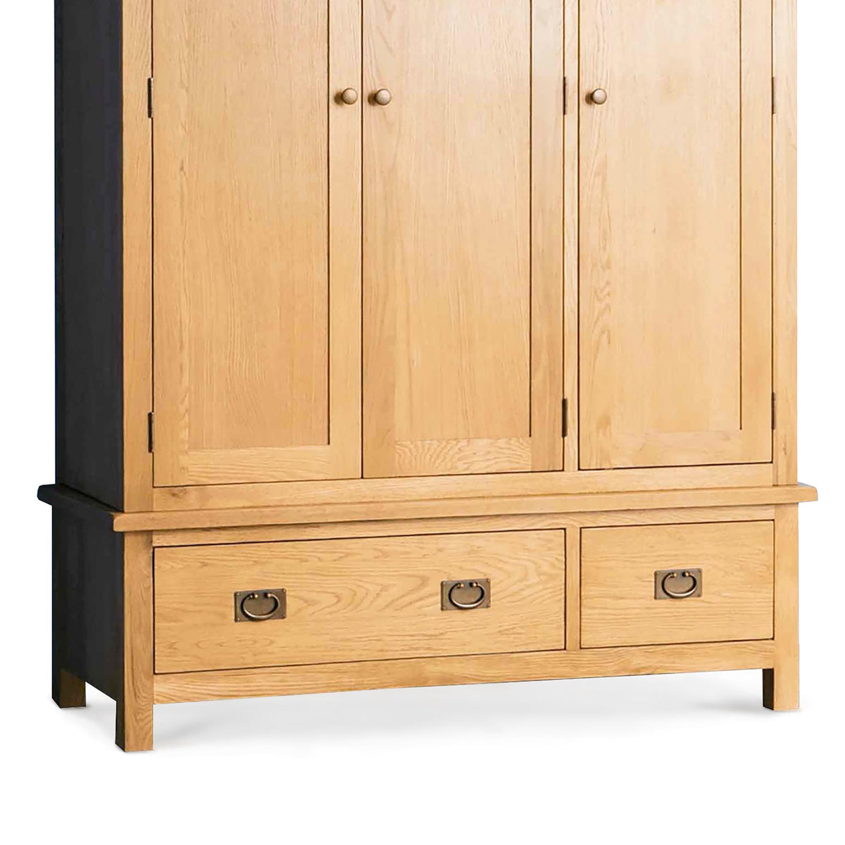 Surrey Oak Large Triple Wardrobe with Drawers | Rustic Waxed Oak