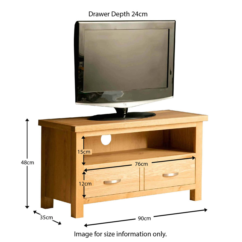 London Oak 90cm Small TV Stand, Screens Up To 40" | Light Oak