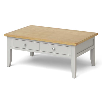 Lundy Large Grey Coffee Table with Oak Top | Roseland