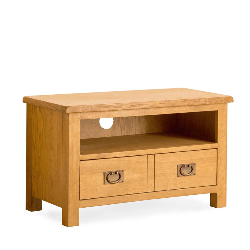 Lanner Oak 80cm TV Stand with Drawer | Metal Handles | Roseland