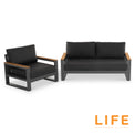 LIFE Soho Garden Lounge Sofa Set with Teak Lift Up Coffee Table