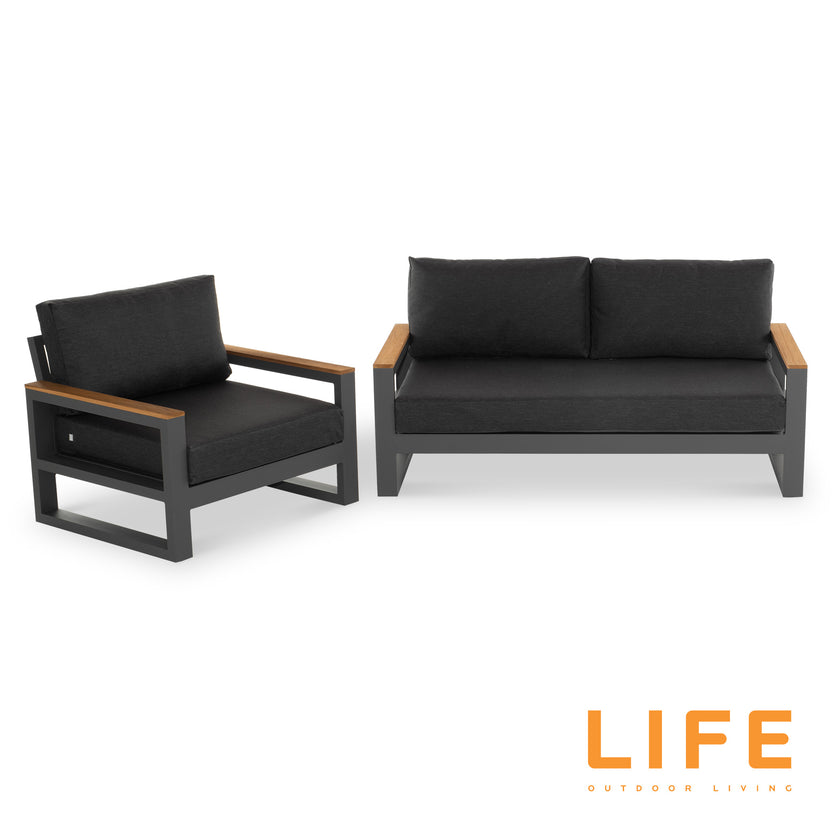LIFE Soho Garden Lounge Sofa Set with Teak Lift Up Coffee Table