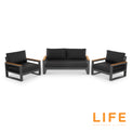 LIFE Soho Garden Lounge Sofa Set with Teak Lift Up Coffee Table