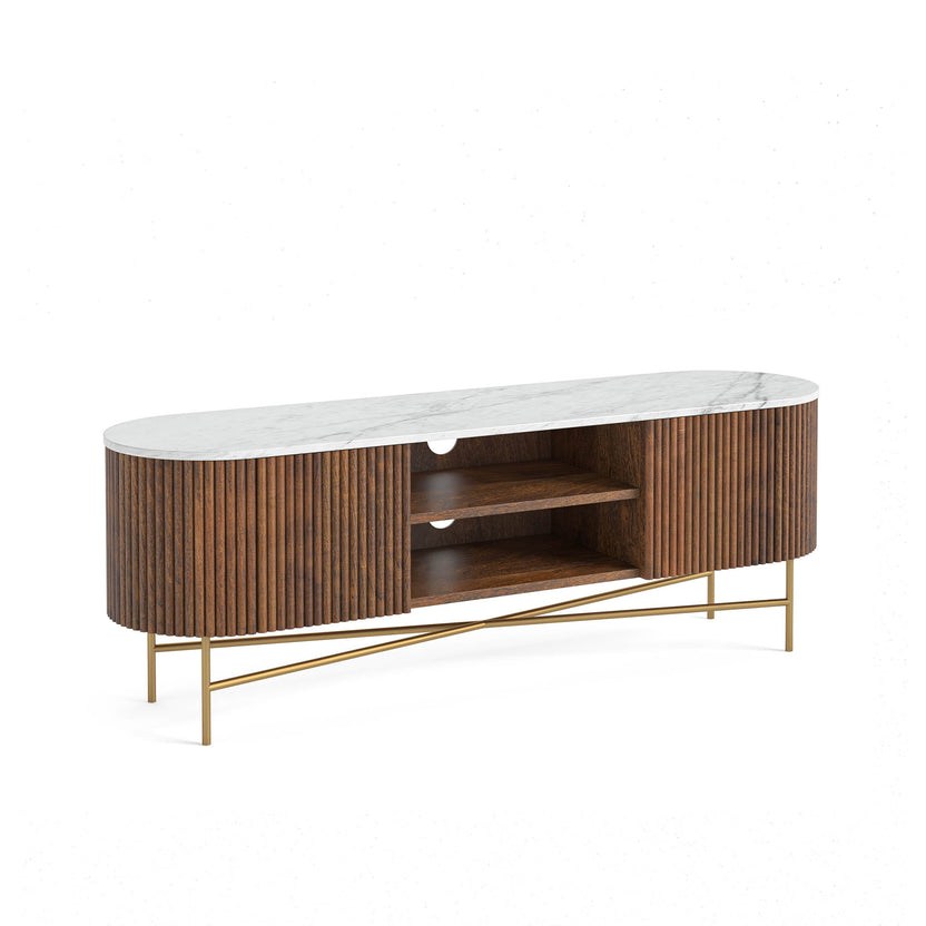 Milo Mango & Marble Fluted Wide TV Media Unit | Roseland