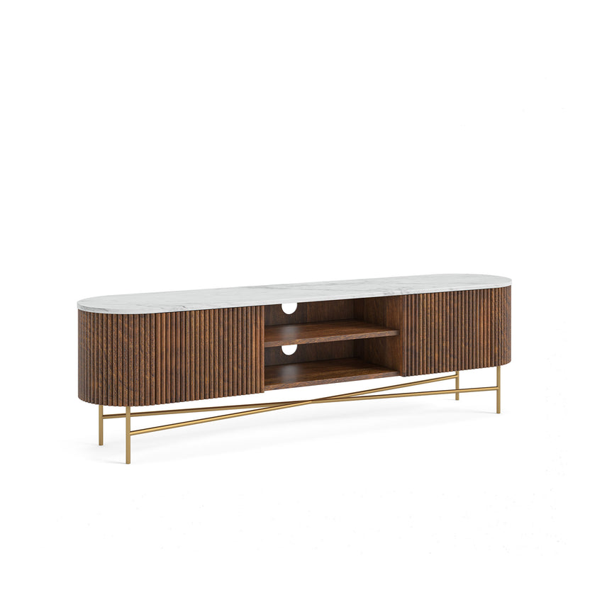 Milo Mango & Marble Fluted Extra Large TV Media Unit | Roseland