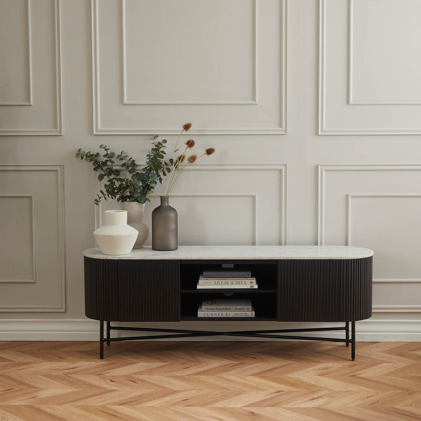 Milo Mango & Marble Fluted Wide TV Media Unit | Roseland