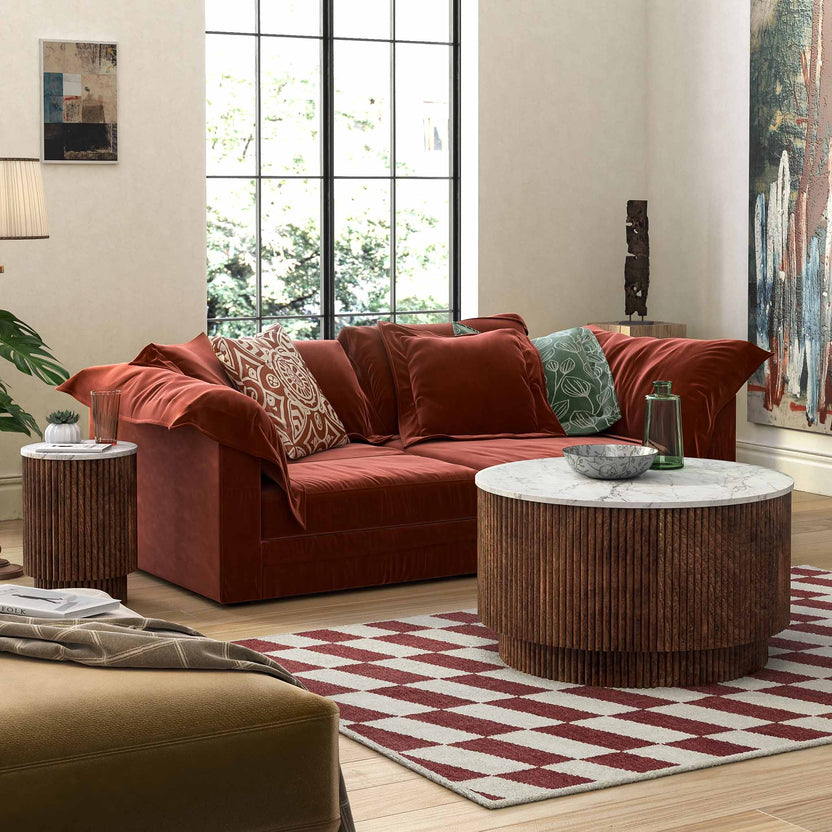Milo Mango & Marble Fluted Side Table with Storage | Roseland