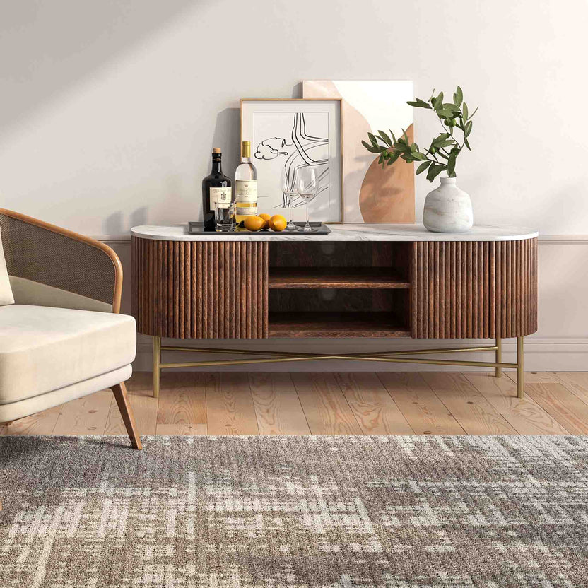 Milo Mango & Marble Fluted Wide TV Media Unit | Roseland
