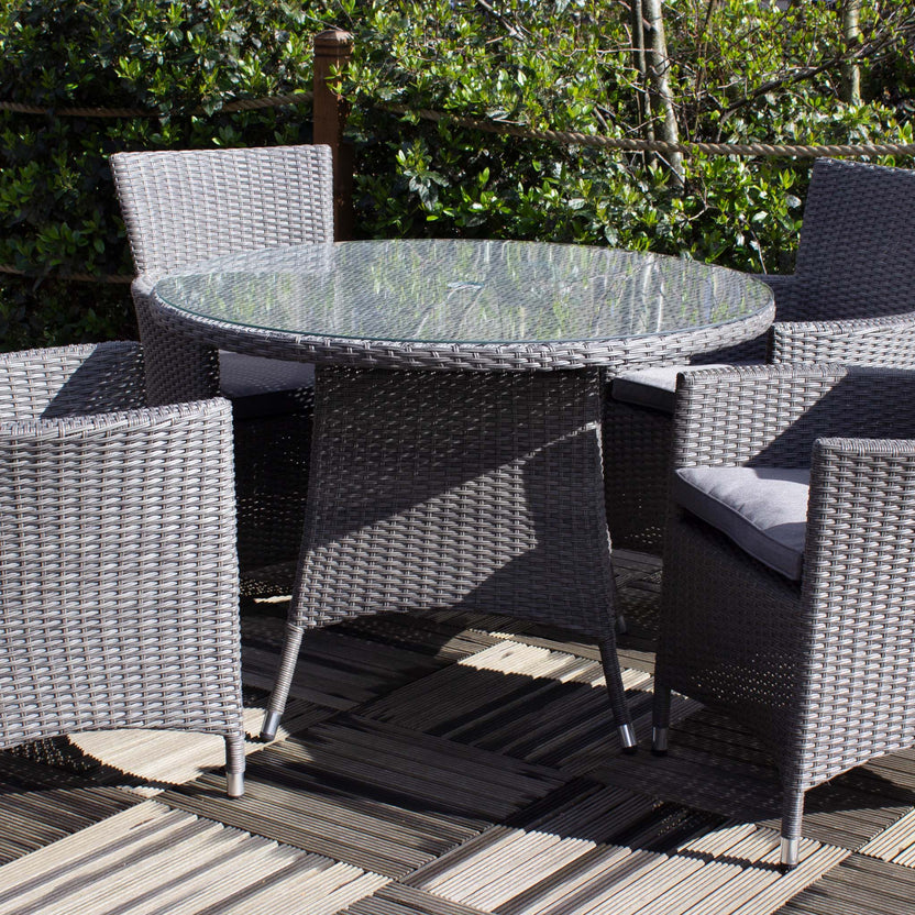 Paris 4 Seat Rattan Round Dining Set | Garden Table & Chairs
