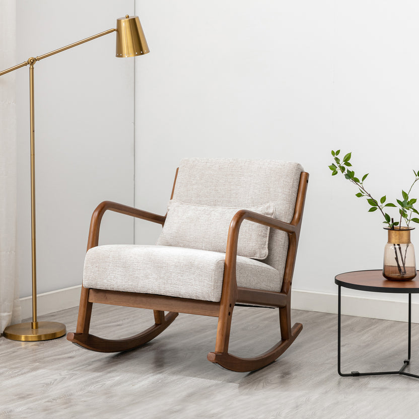 Khali Mid Century Padded Rocking Chair for Living Room | Roseland