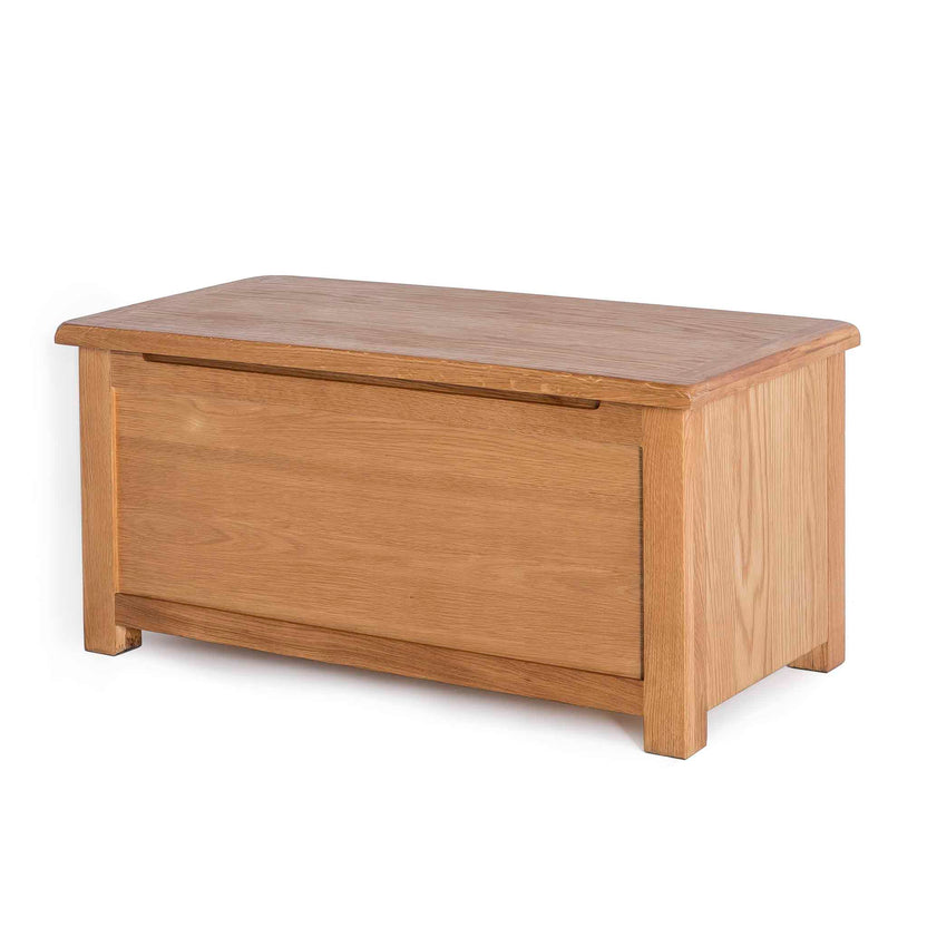 Surrey Oak Blanket Box with Sprung Top, Solid Wood | Rustic Waxed Oak