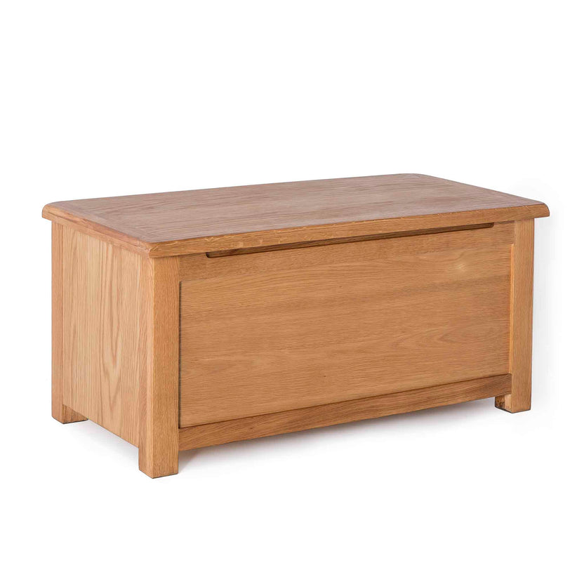 Surrey Oak Blanket Box with Sprung Top, Solid Wood | Rustic Waxed Oak