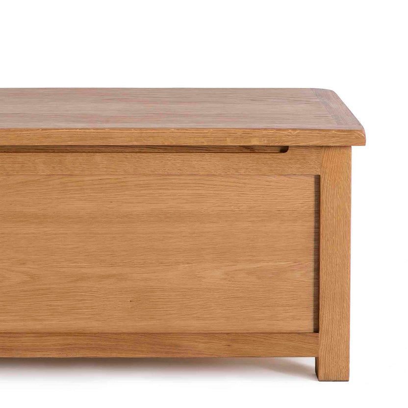 Surrey Oak Blanket Box with Sprung Top, Solid Wood | Rustic Waxed Oak