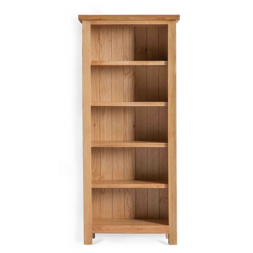 London Oak Narrow Bookcase | H:140cm W:60cm | Light Oak | Roseland