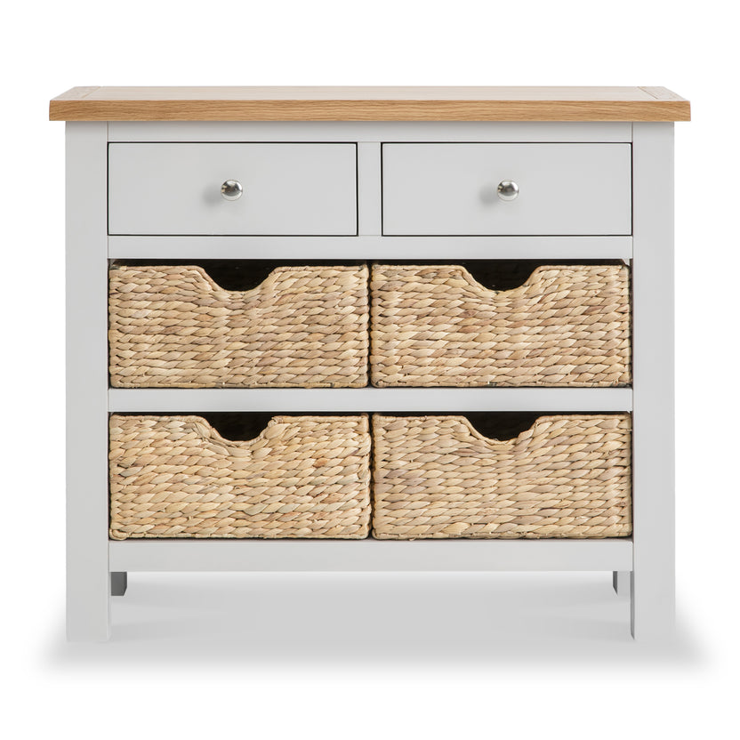 Farrow Grey Console Table with Baskets | Roseland