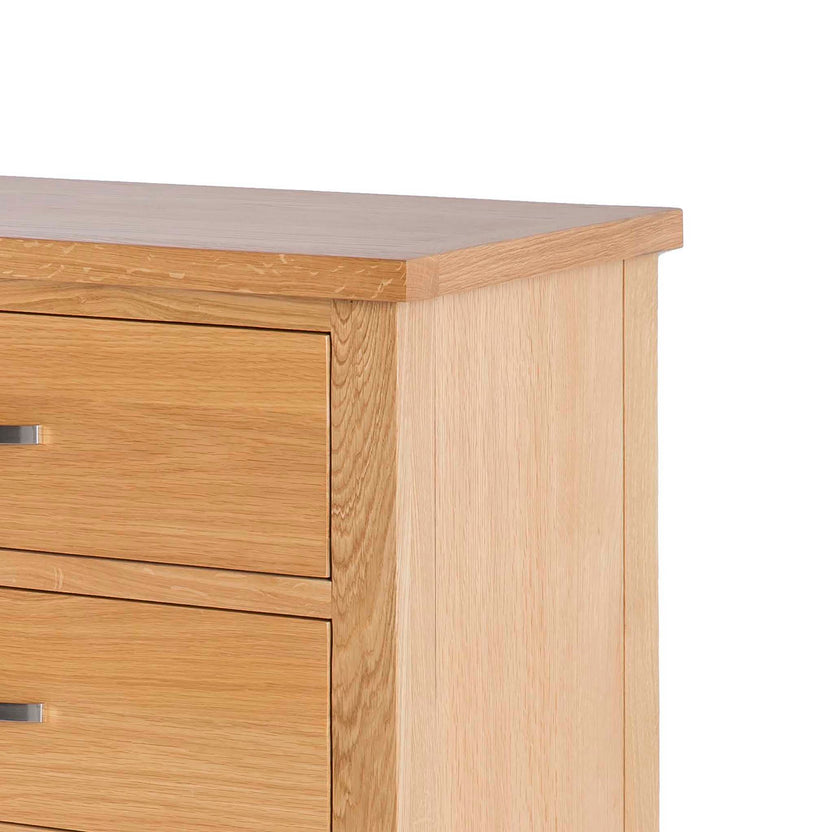 London Oak Chest of 5 Drawers | Solid Wood | Light Oak | Roseland