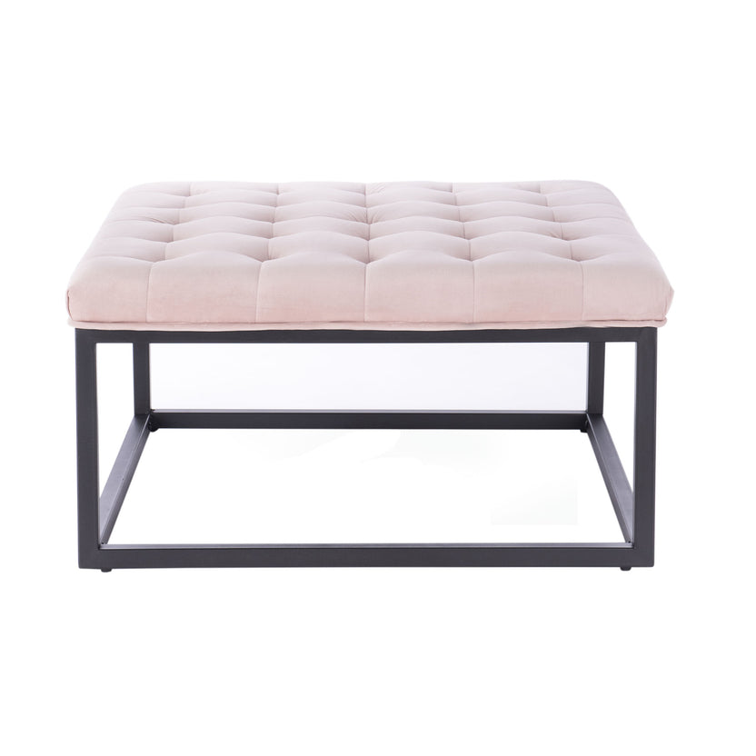 Adison Upholstered Classic Velvet Buttoned Footstool | Roseland