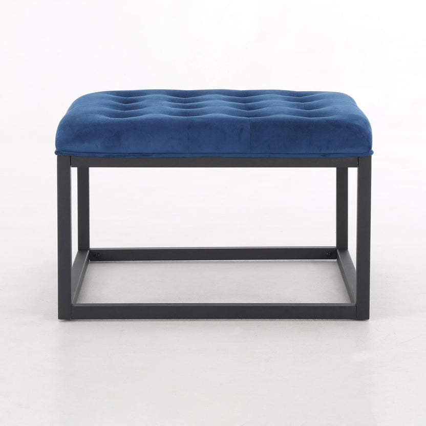 Adison Upholstered Classic Velvet Buttoned Footstool | Roseland