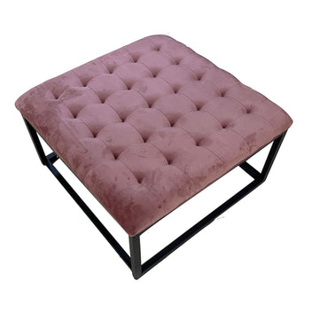 Adison Upholstered Classic Velvet Buttoned Footstool | Roseland