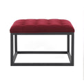 Adison Small Upholstered Red Velvet Buttoned Footstool | Roseland