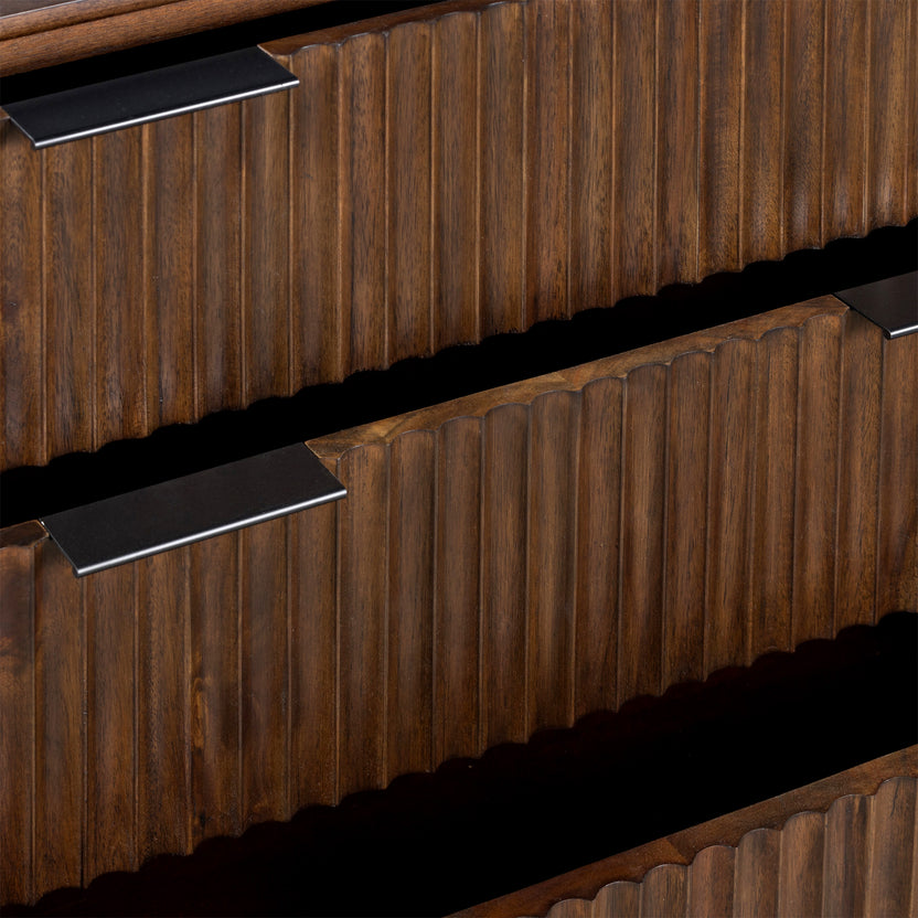 Oskar Walnut Stain Grooved 3 Drawer Chest | Roseland