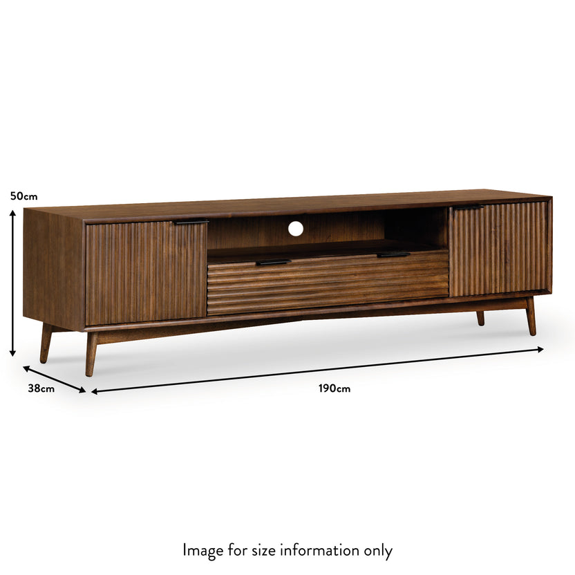 Oskar Walnut Stain Wide 190cm Grooved TV Unit | Roseland