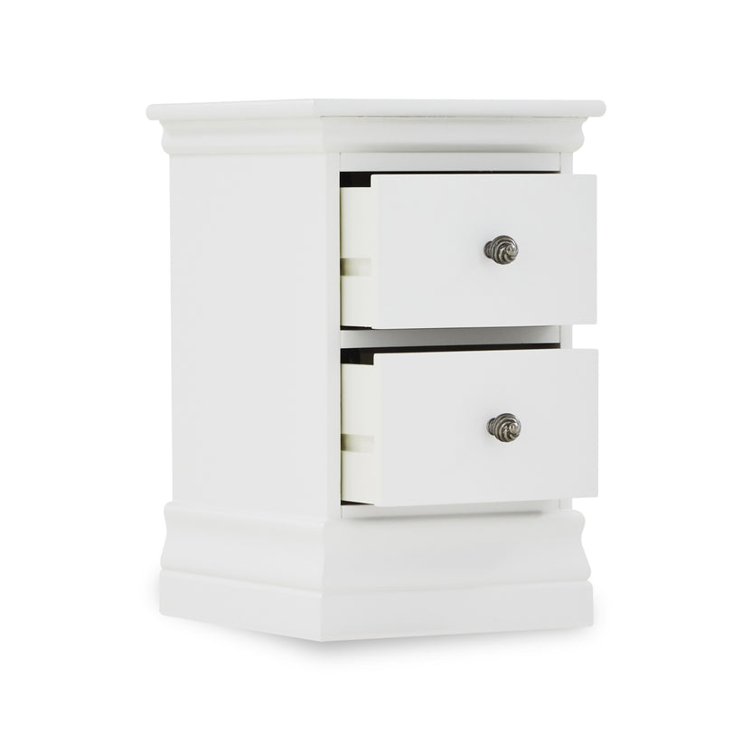 Porter 2 Drawer Narrow Bedside Table | White, Grey, Charcoal
