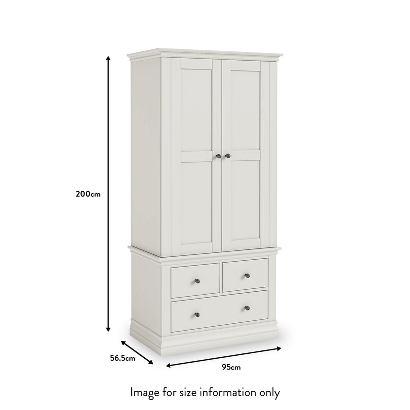 Porter 2 Door 3 Drawer Wardrobe | White or Cotton Grey | Roseland