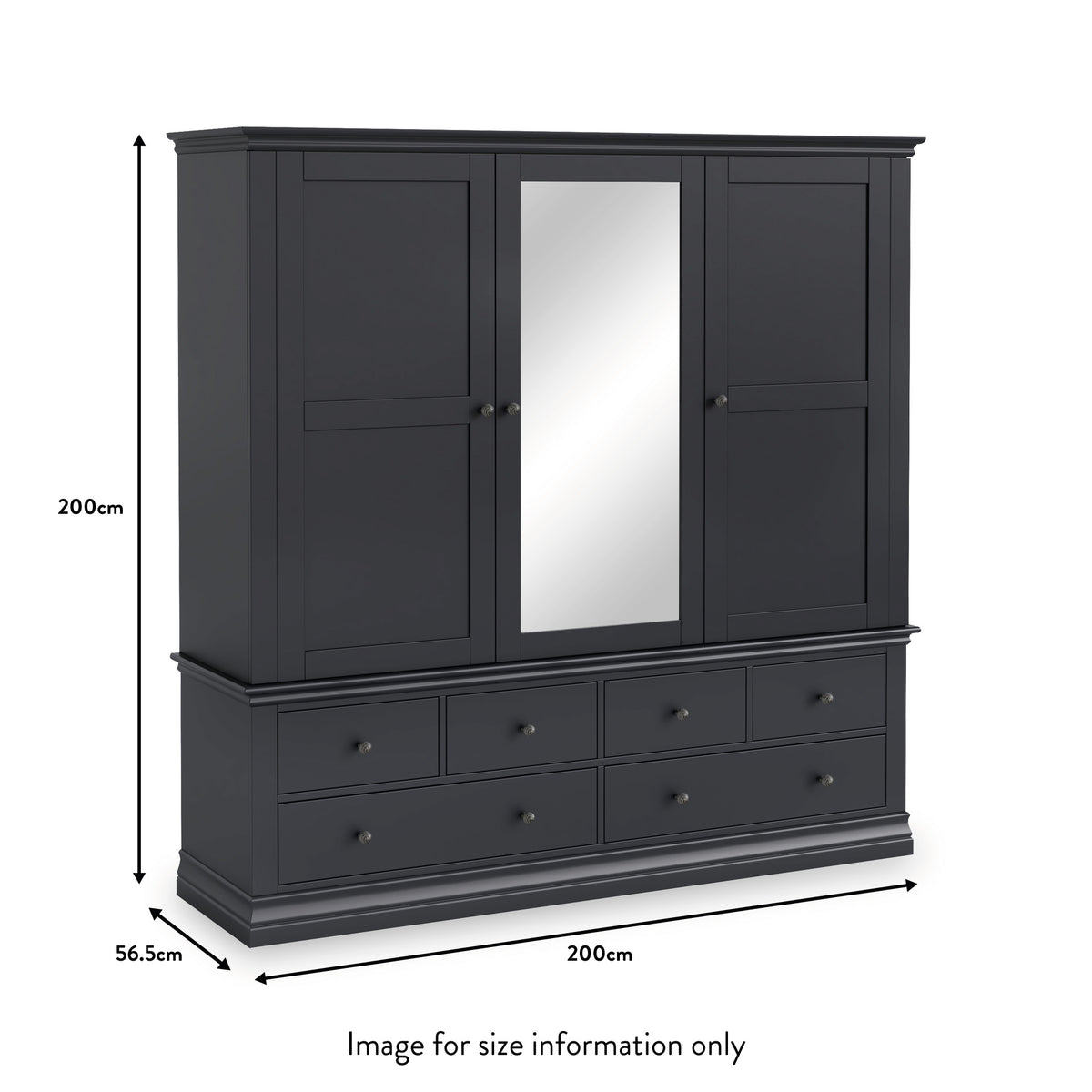 Porter Triple Wardrobe with 6 Drawers | White, Grey, Charcoal