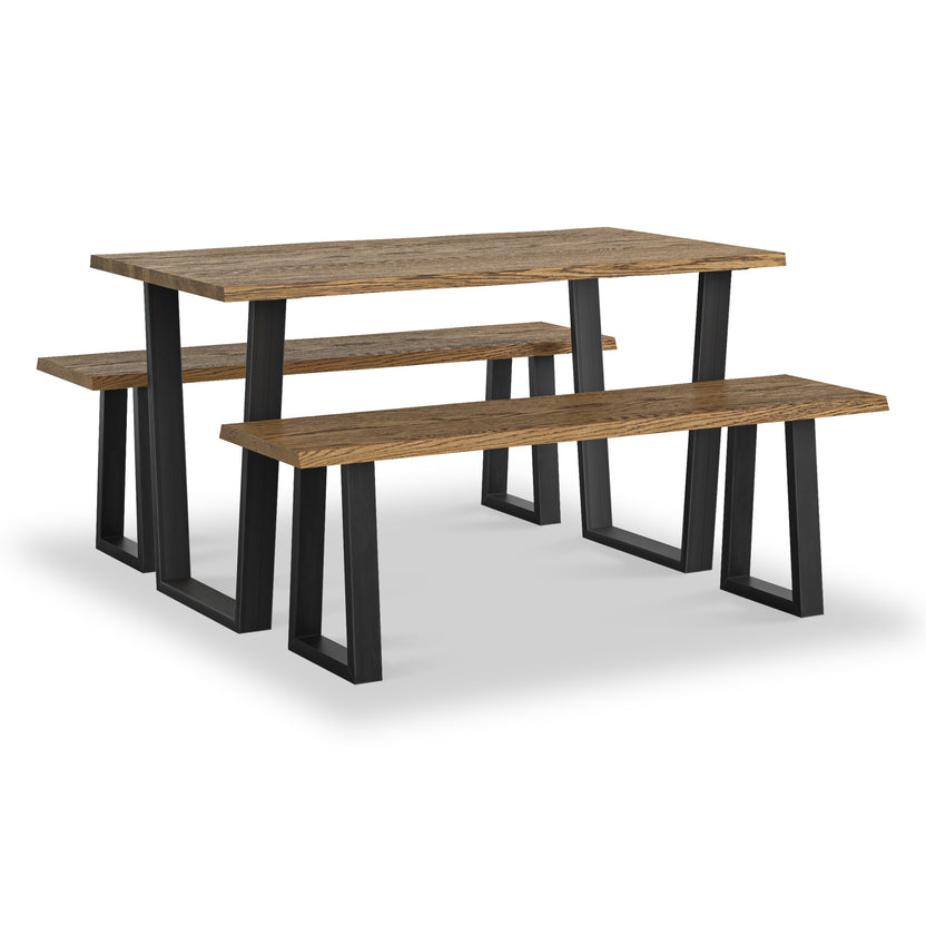 Isaac Oak 140cm Dining Table with Industrial Metal Legs | Roseland