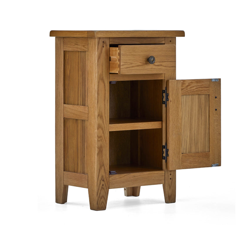 Broadway Oak Telephone Table with Drawer & Cupboard | Roseland