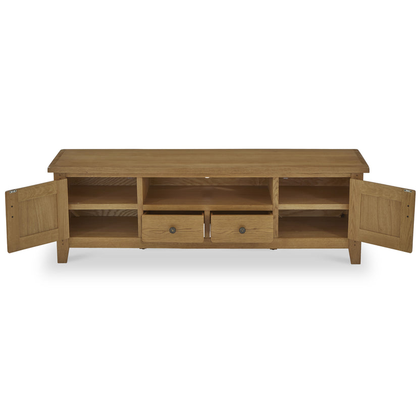 Broadway Oak Large 180cm TV Unit with Storage | Roseland