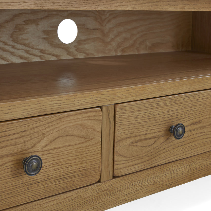 Broadway Oak Extra Large 210cm TV Unit with Storage Drawers | Roseland