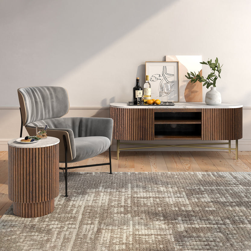 Milo Mango & Marble Fluted Side Table with Storage | Roseland