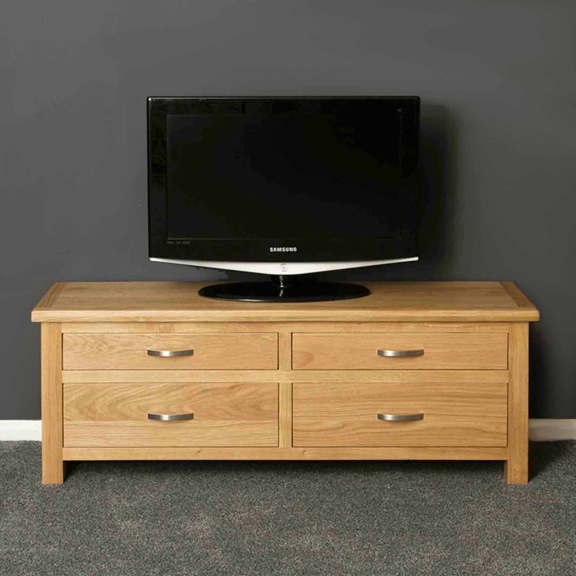 London Oak Large Smart TV Stand | For Screens To 56" | Light Oak