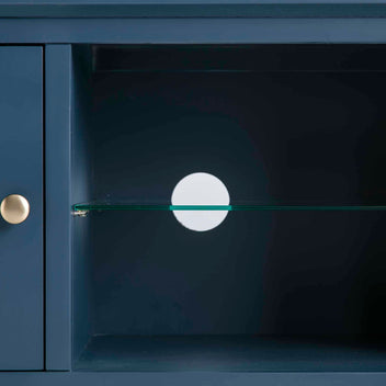 Stirling Blue Small TV Unit, 90cm Solid Wood Media Cabinet | Roseland