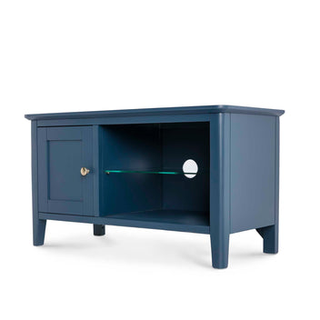 Stirling Blue Small TV Unit, 90cm Solid Wood Media Cabinet | Roseland