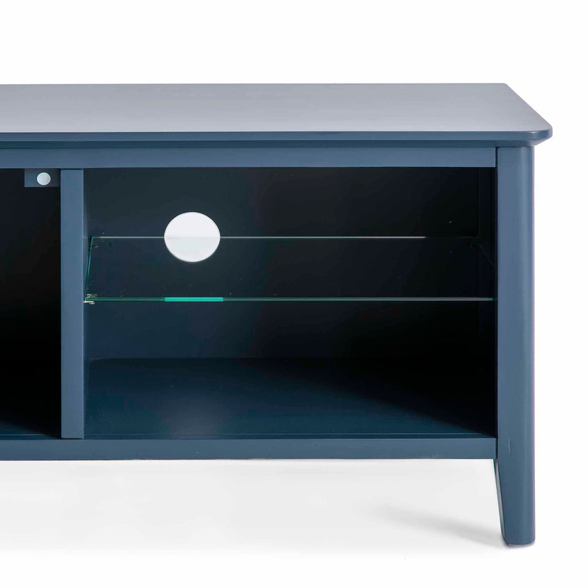 Stirling Blue Small TV Unit, 90cm Solid Wood Media Cabinet | Roseland