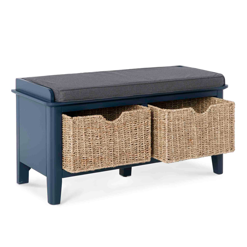 Stirling Blue Scandi Stoage Bench, Shoe Storage Chest | Roseland