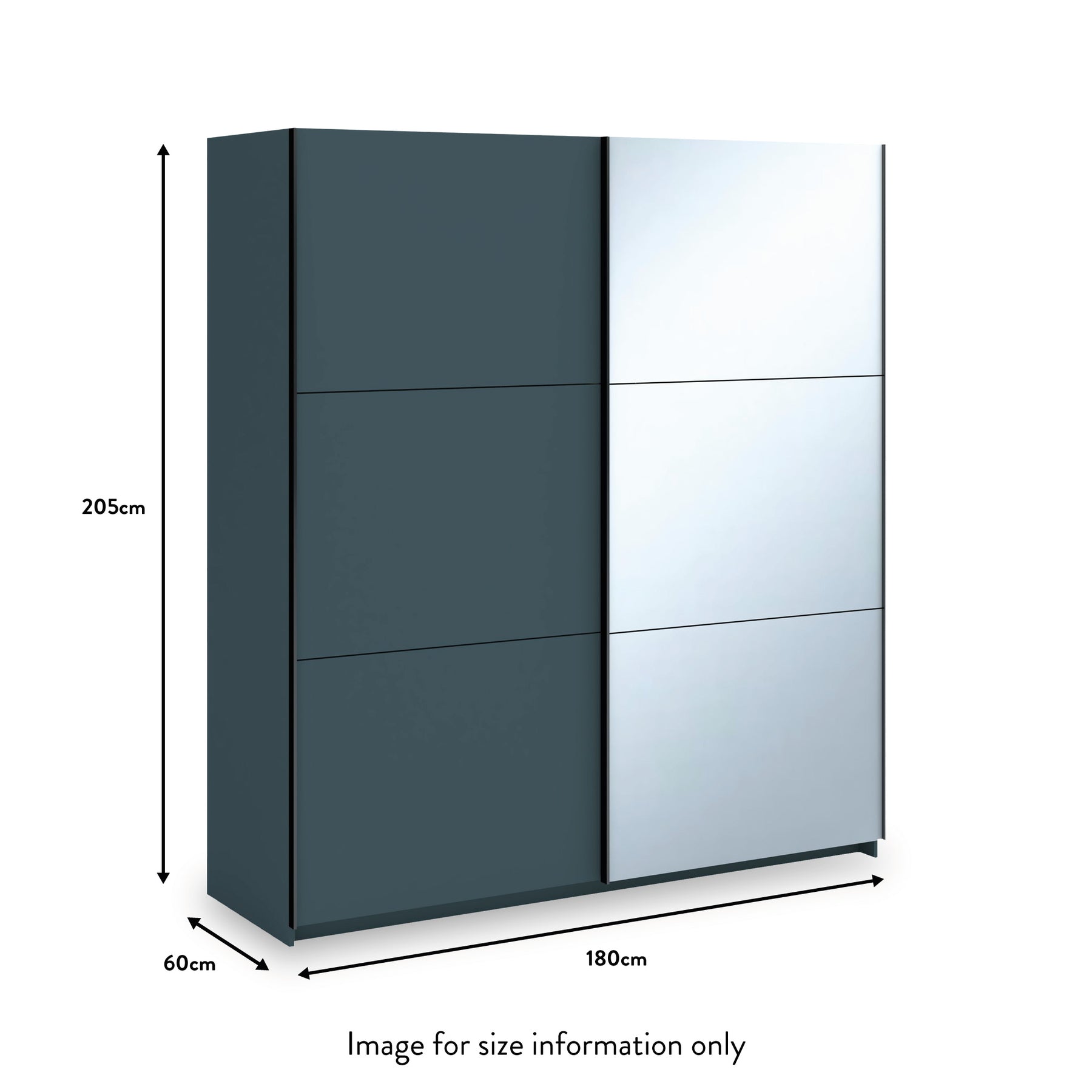 Holland White or Anthracite Mirrored Sliding Double Wardrobe Roseland