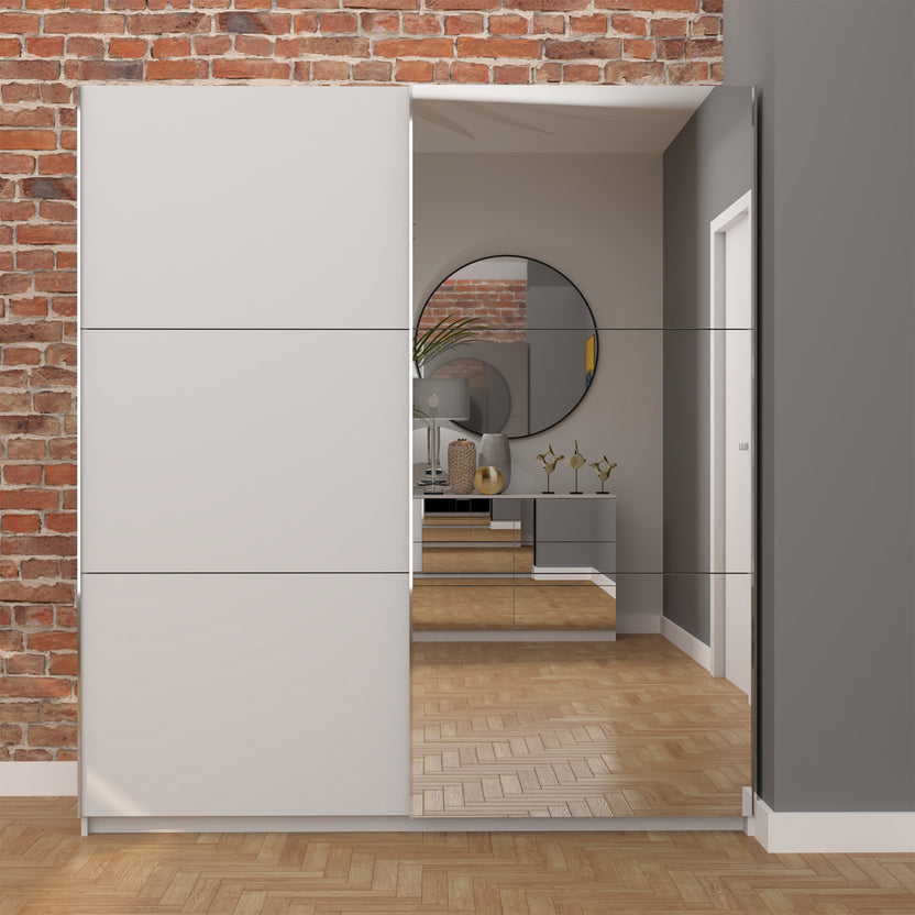 Holland White or Anthracite Mirrored Sliding Double Wardrobe Roseland