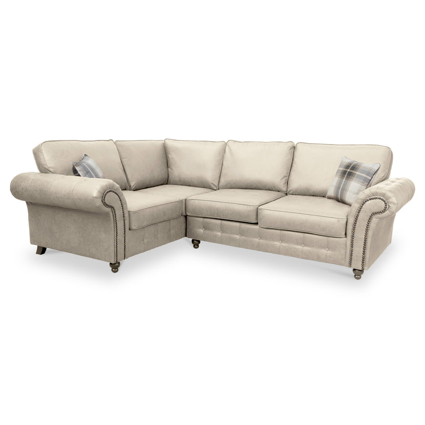 Edward Faux Leather Corner Sofa | Brown Cream Black | Roseland
