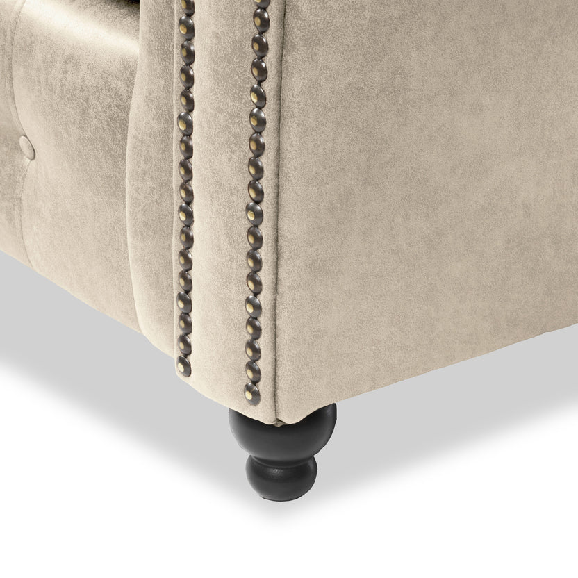 Edward Faux Leather Corner Sofa | Brown Cream Black | Roseland