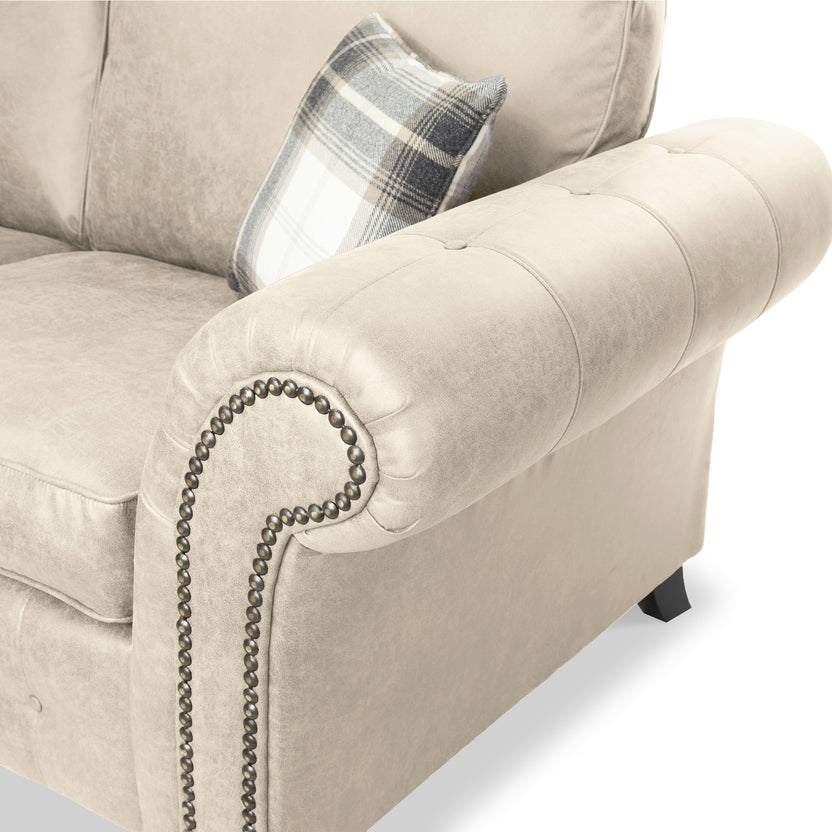 Edward Faux Leather Corner Sofa | Brown Cream Black | Roseland