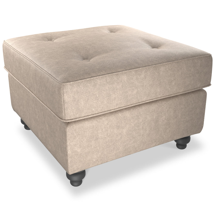 Edward Faux Leather Footstool | Brown Cream Black | Roseland