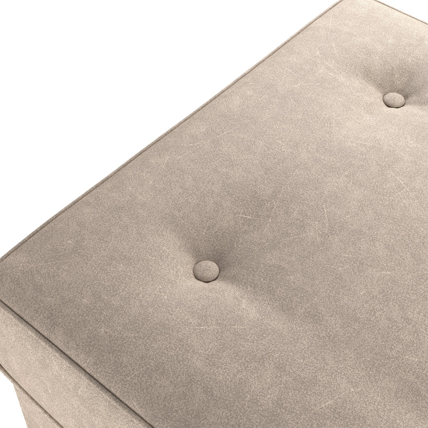 Edward Faux Leather Footstool | Brown Cream Black | Roseland