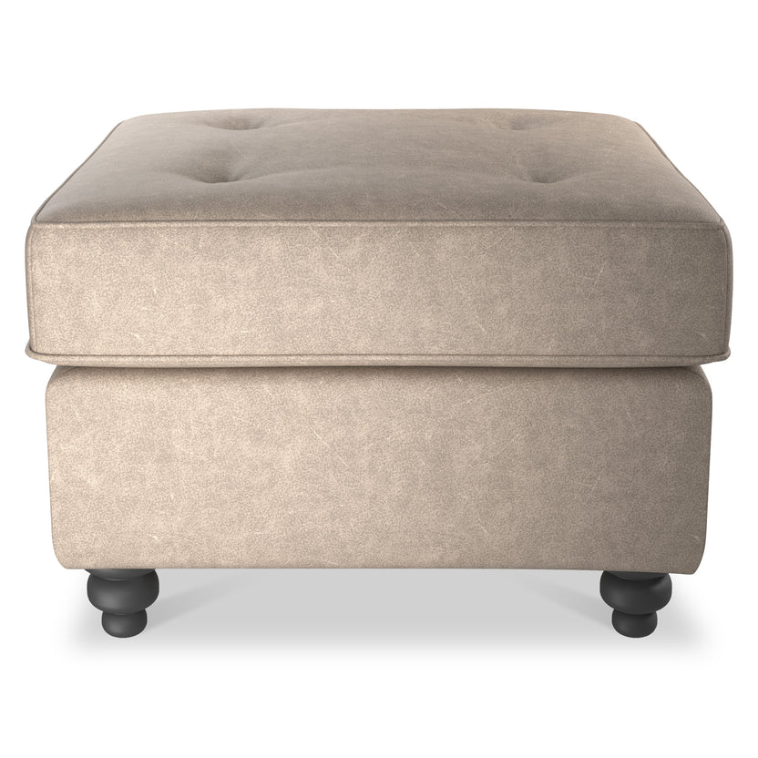 Edward Faux Leather Footstool | Brown Cream Black | Roseland