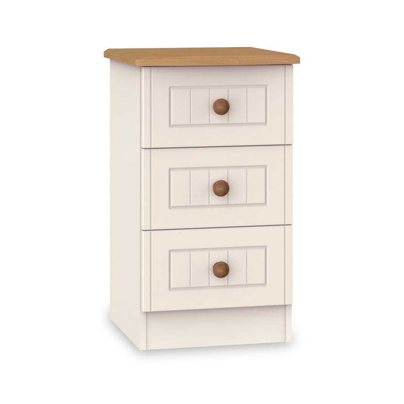 Brixham Cream Country Style 3 Drawer Bedside Table Cabinet | Roseland